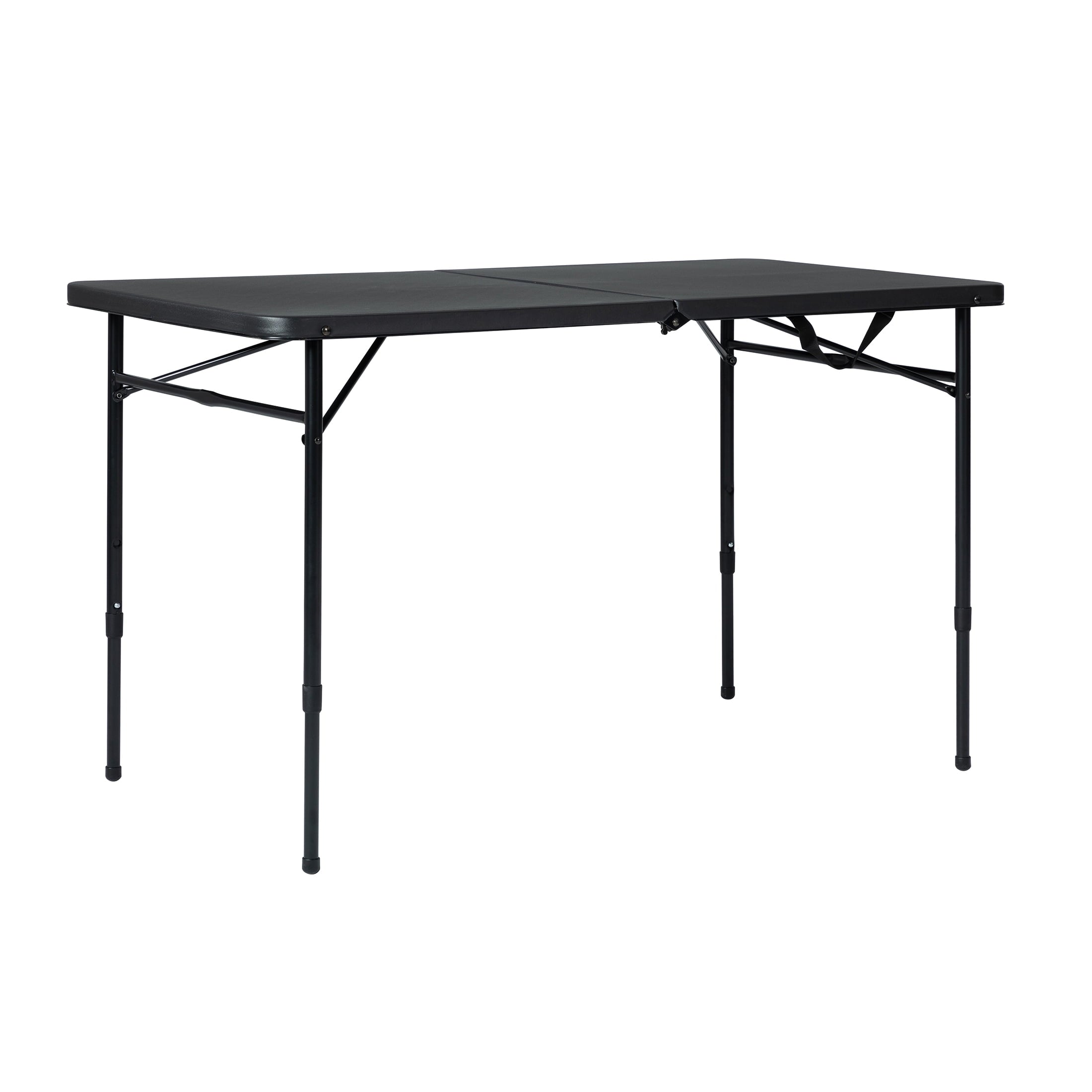 4 Foot Fold-in-Half Adjustable Folding Table, Rich Black | Best Deals ...